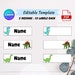 Dinosaurs Editable School Labels, Back to School Gift, Printable Name ...