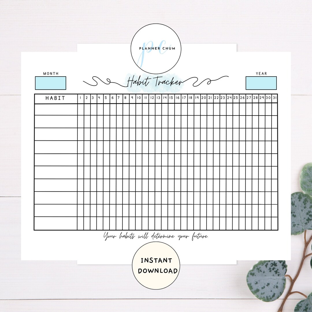 Personalized Monthly Habit Tracker, Goals Year, ADHD Planner, Behavior ...