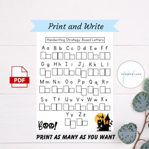 Halloween Printable Handwriting Worksheets, Alphabet Boxed Letters ...