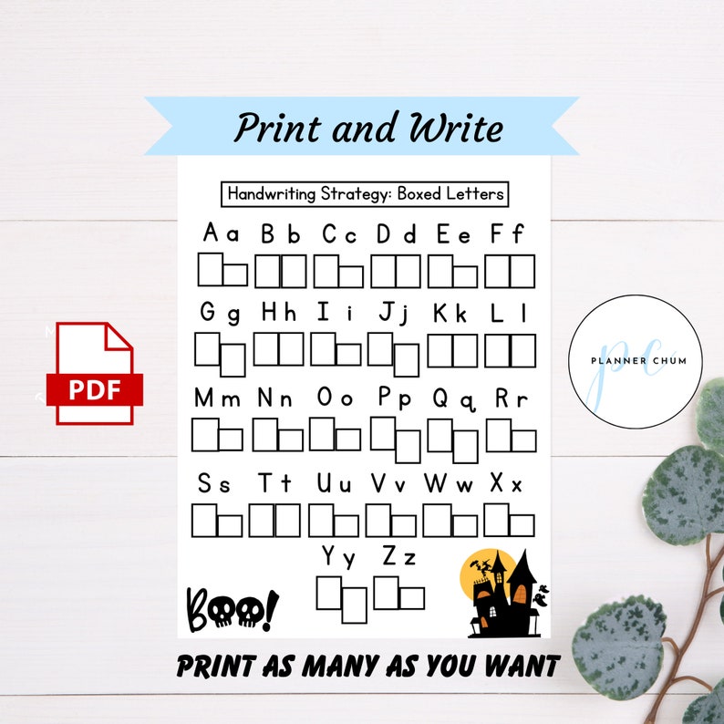 Halloween Printable Handwriting Worksheets, Alphabet Boxed Letters ...