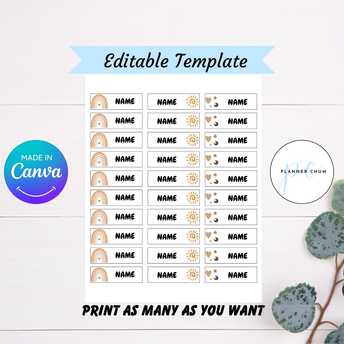 Boho Editable School Labels, Printable Name Labels for School Supplies ...