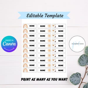 Boho Editable School Labels, Printable Name Labels for School Supplies ...