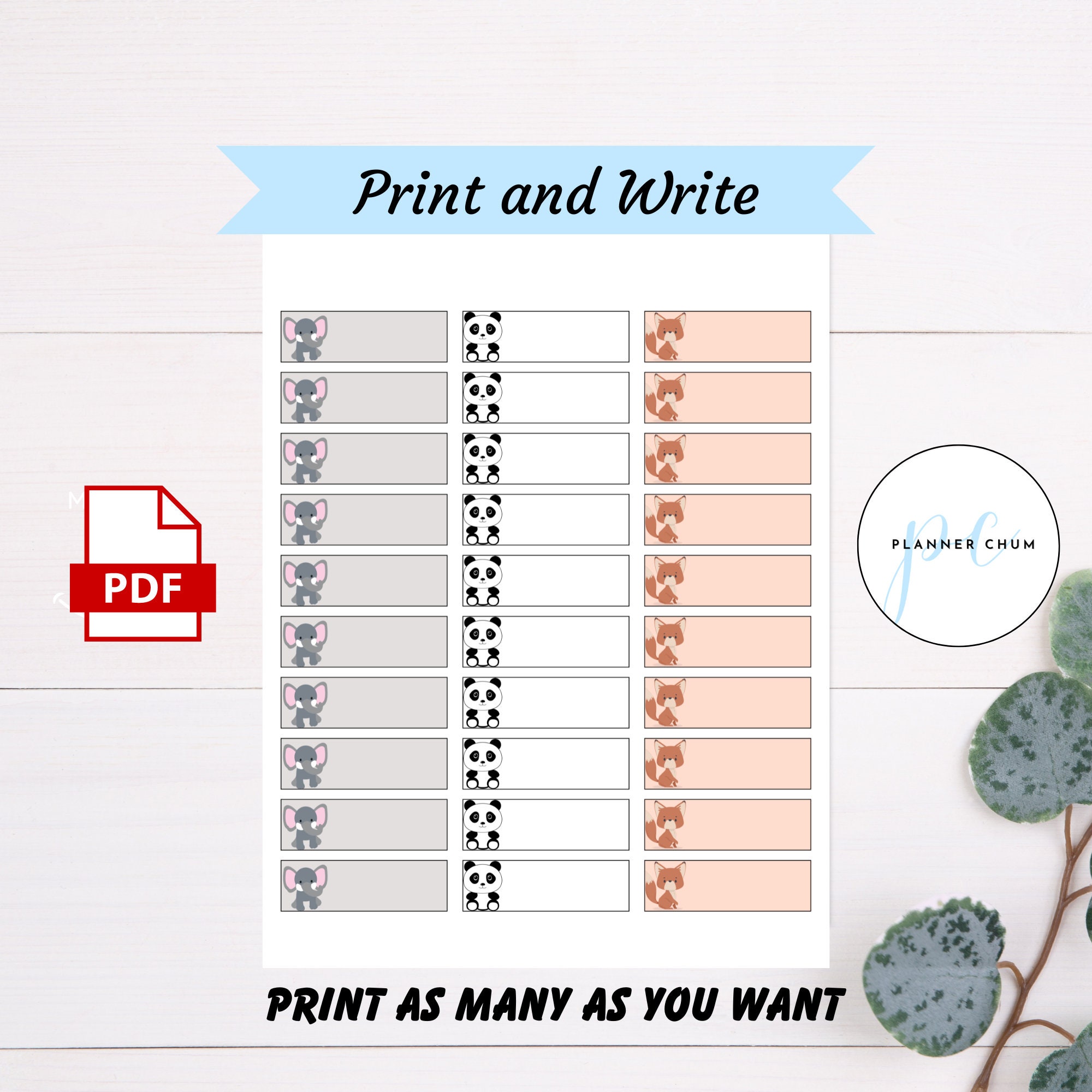 Animals Editable School Labels, Printable Name Labels for School ...