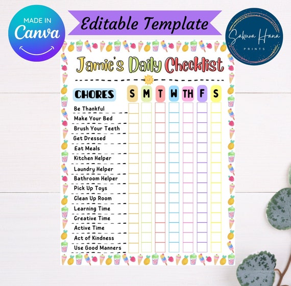 Checklist Template Daily Checklist to Do List Printable - Etsy