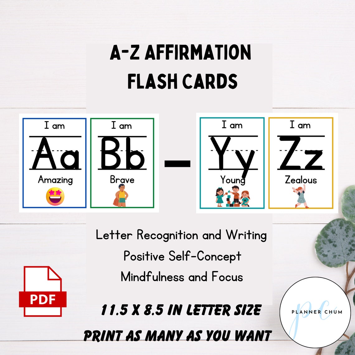 ABC Alphabet Flash Cards Printable, Printable Affirmation Cards for ...