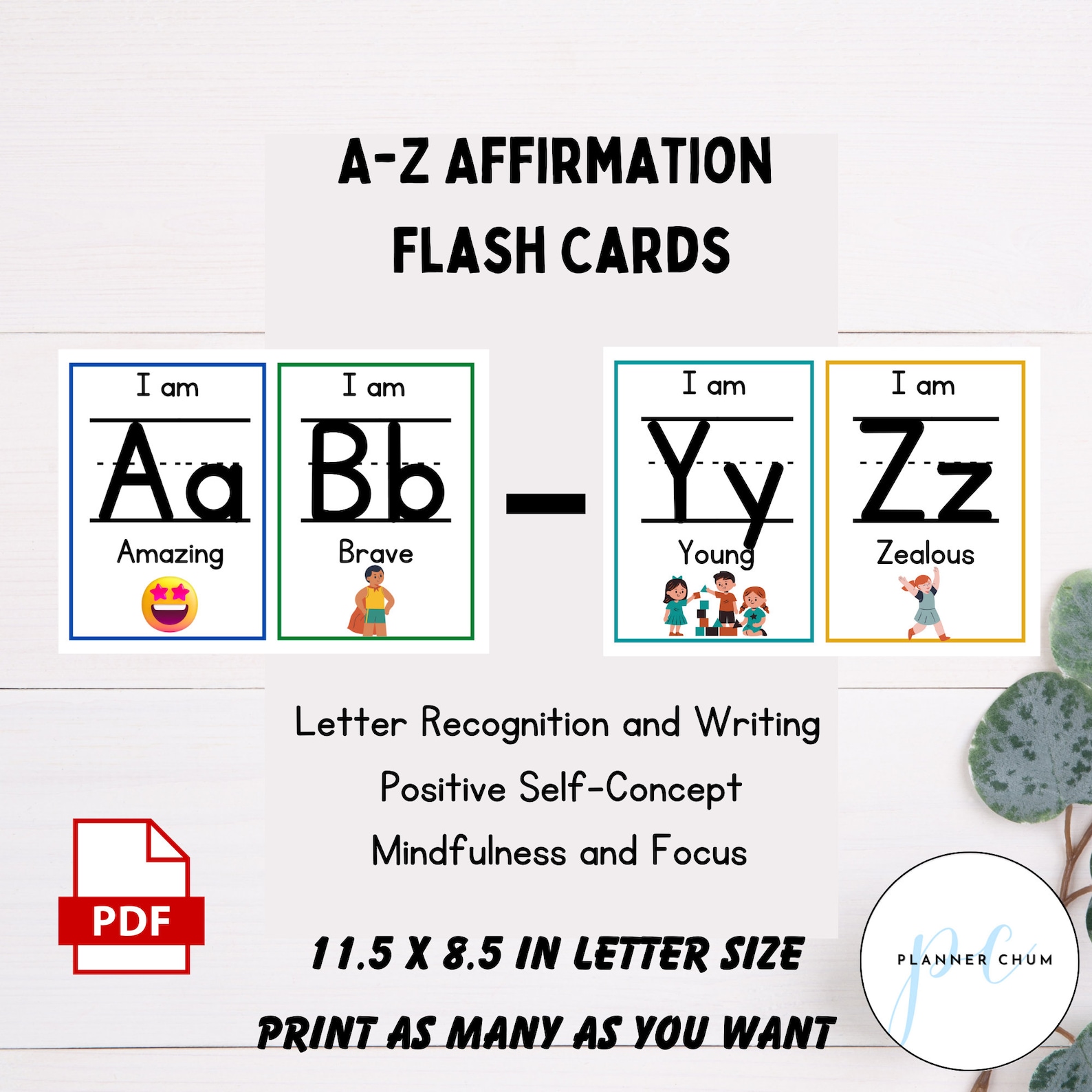 ABC Alphabet Flash Cards Printable, Printable Affirmation Cards for ...