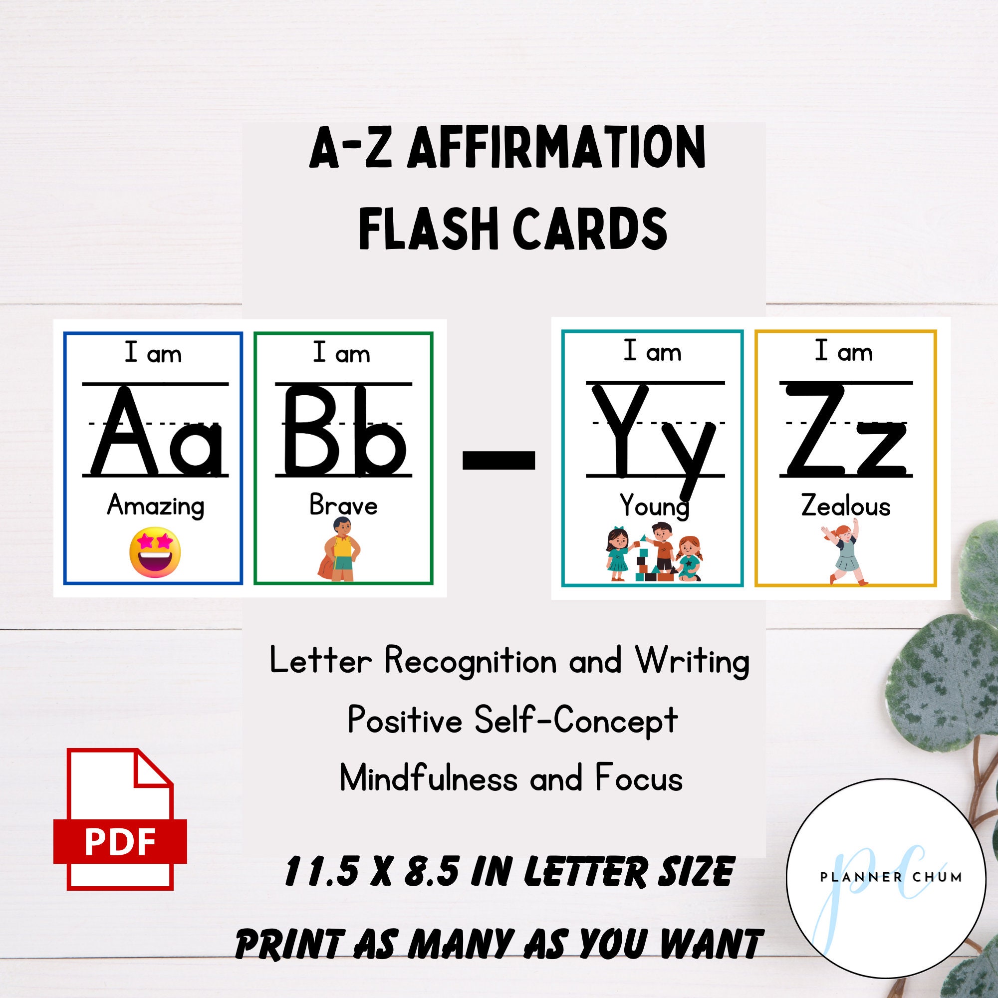 ABC Alphabet Flash Cards Printable, Printable Affirmation Cards for ...