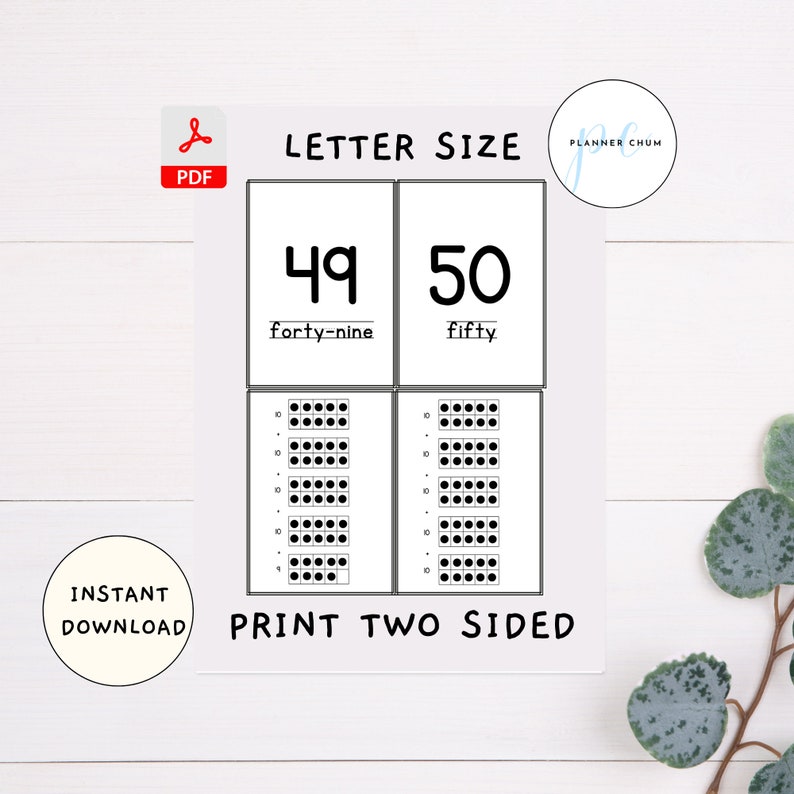 1-50 Number Flash Cards for Kids, Ten Frame Counting, Homeschool ...