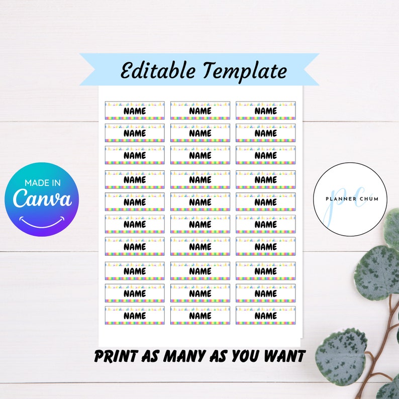 Editable School Labels, Printable Name Labels for School Supplies ...