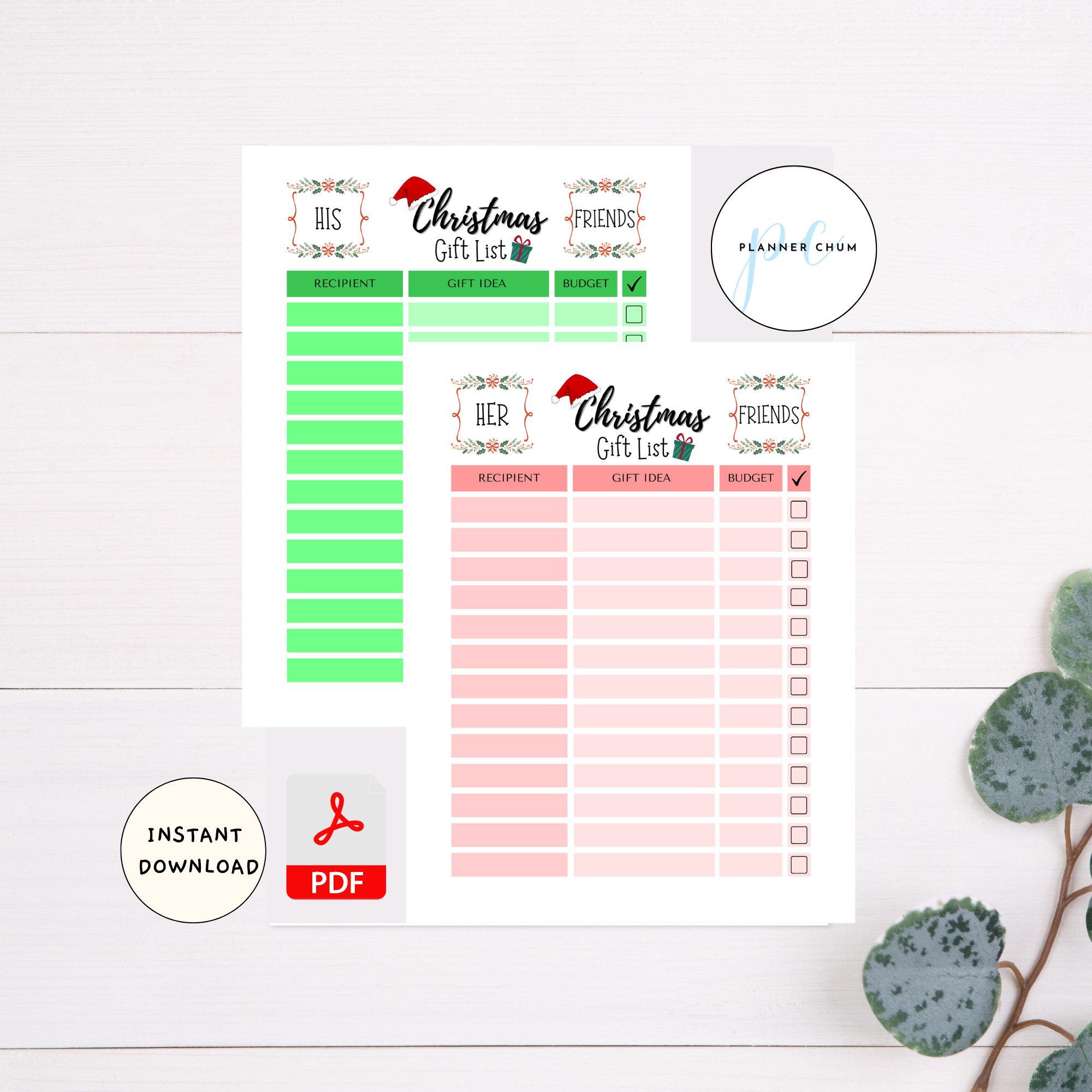 Christmas Gift List, Christmas Planner, Digital Bugdet Planner, Holiday ...