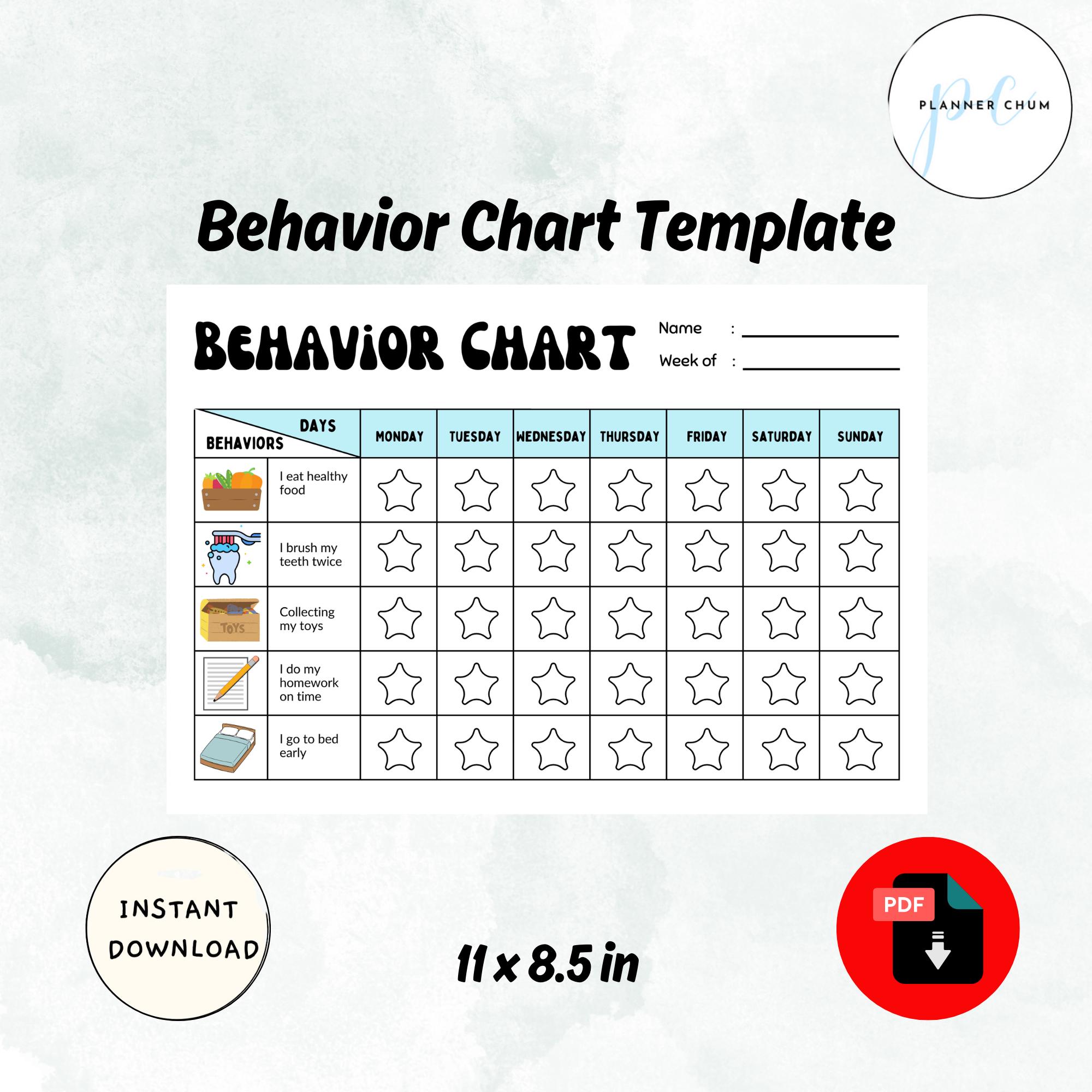 Behavior Chart, Reward Chart, Editable Behavior Tracker for Kids, Chore ...