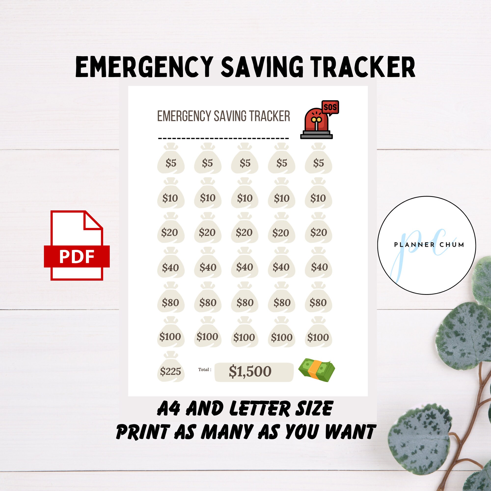 Saving Tracker Printable, Emergency Savings Challenge, Emergency Fund ...