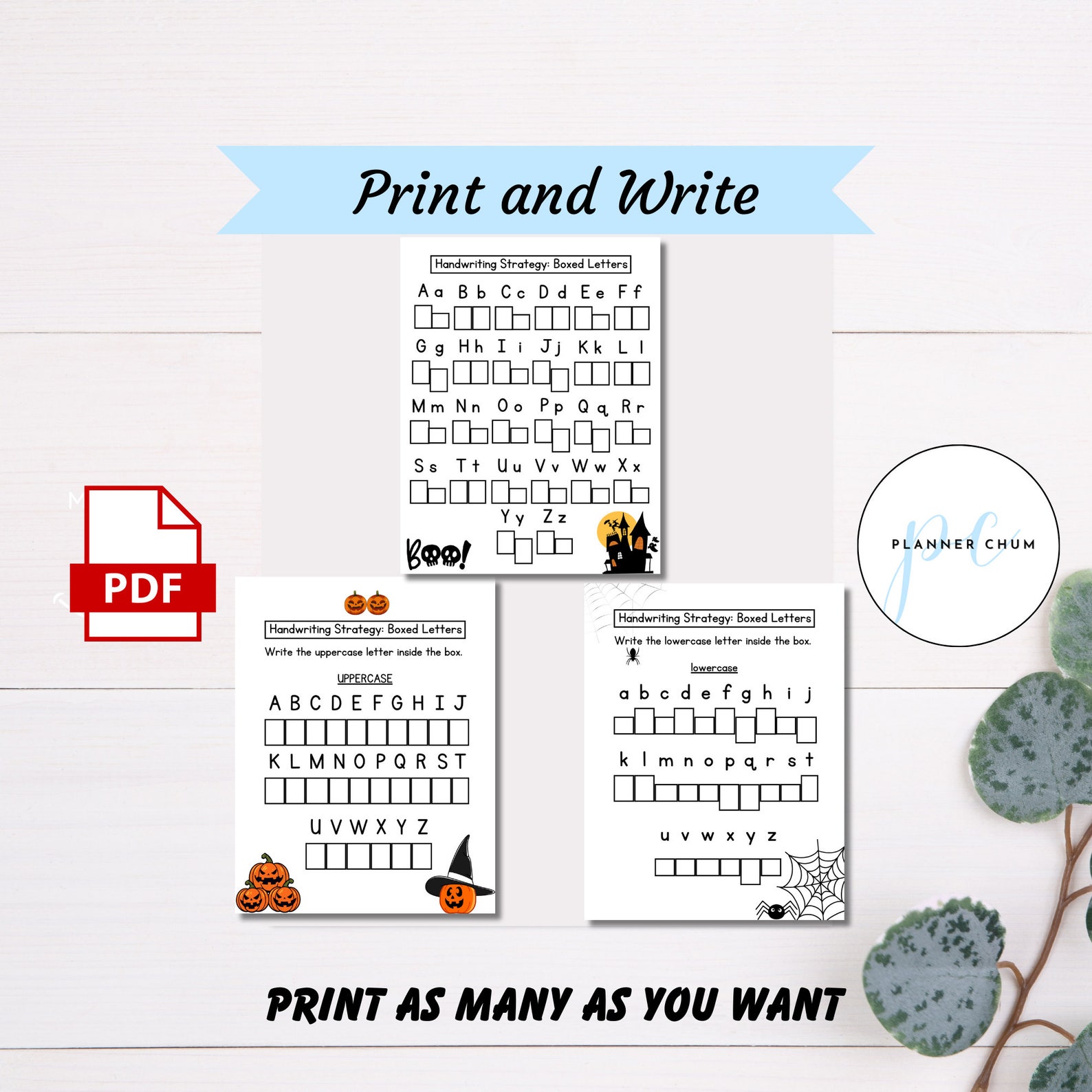 Halloween Printable Handwriting Worksheets, Alphabet Boxed Letters ...
