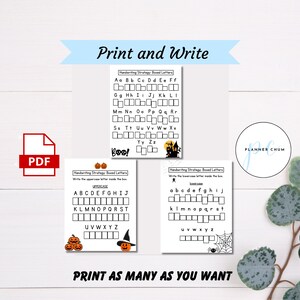 Halloween Printable Handwriting Worksheets, Alphabet Boxed Letters ...