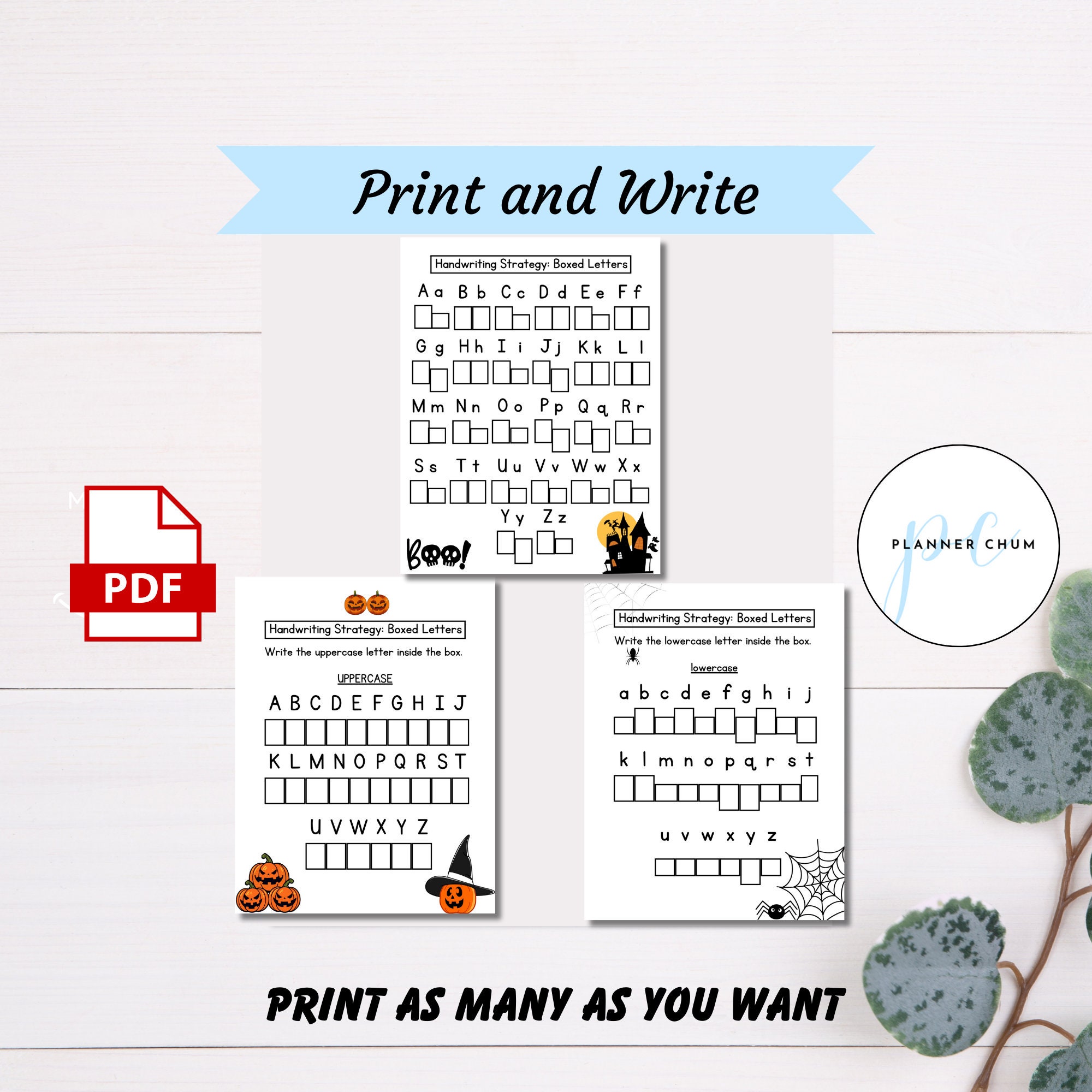 Halloween Printable Handwriting Worksheets, Alphabet Boxed Letters ...