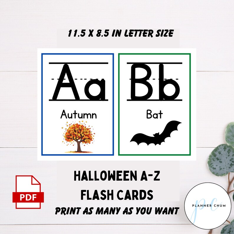 ABC Alphabet Flash Cards Printable Halloween Cards - Etsy