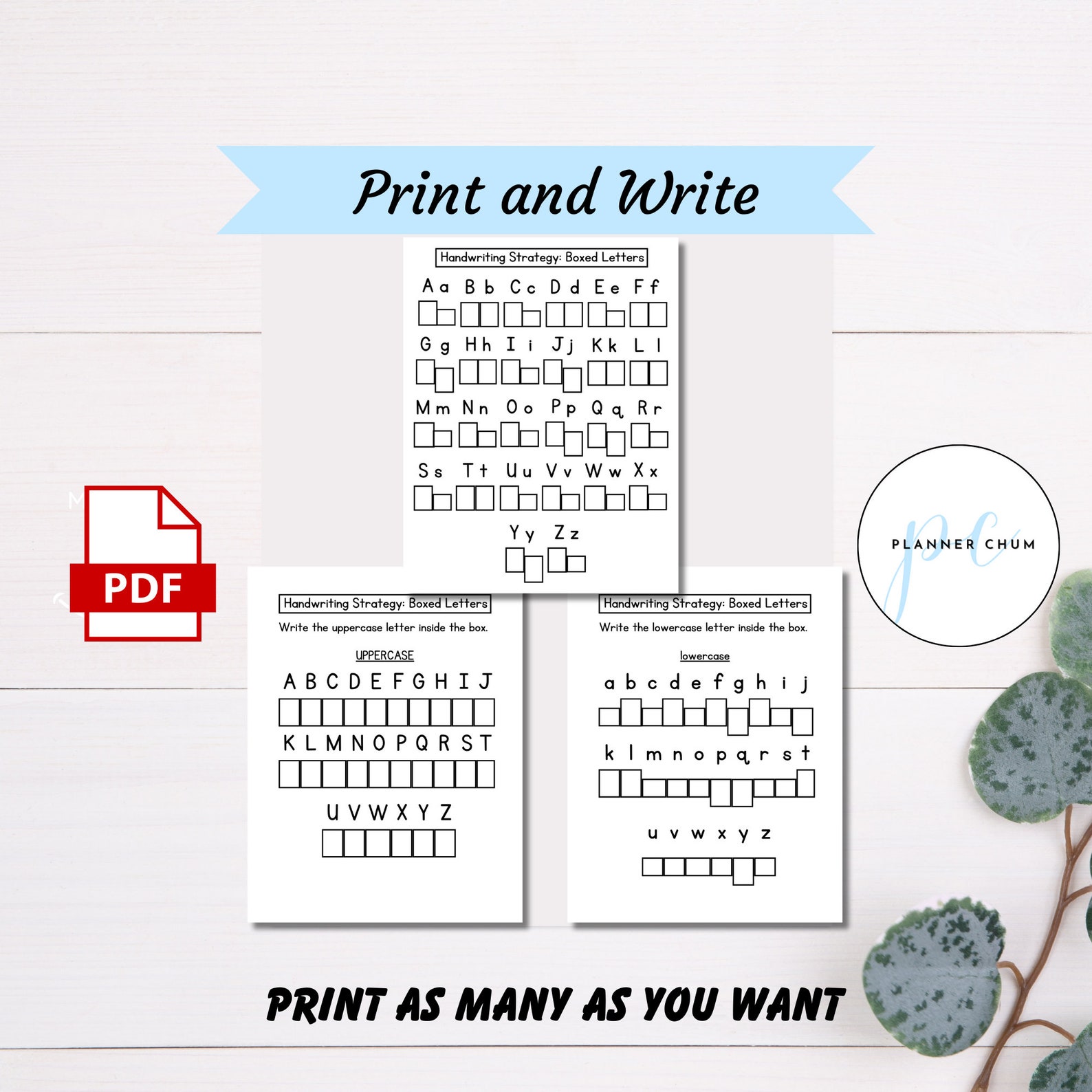 Printable Handwriting Worksheets, Alphabet Boxed Letters, Letter ...