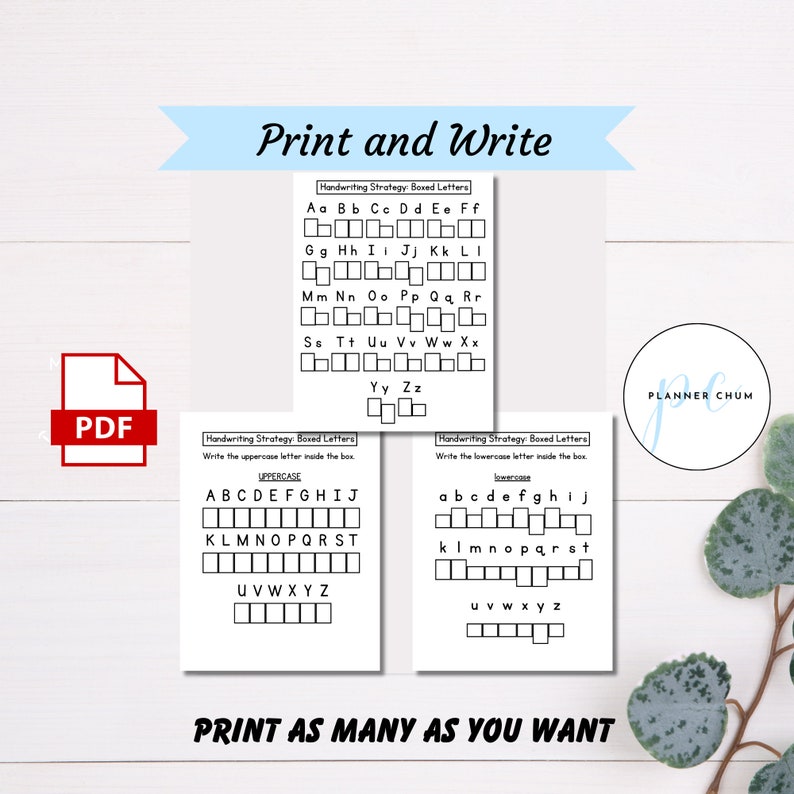 Printable Handwriting Worksheets, Alphabet Boxed Letters, Letter ...