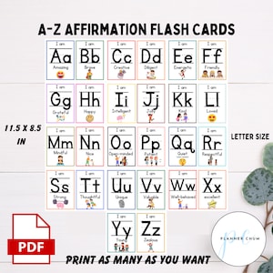 ABC Alphabet Flash Cards Printable, Printable Affirmation Cards for ...
