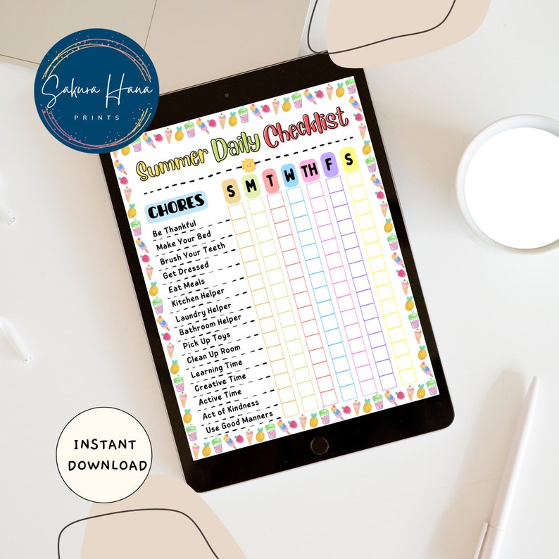 Summer Daily Checklist for Kids to Do List Printable Chore | Etsy