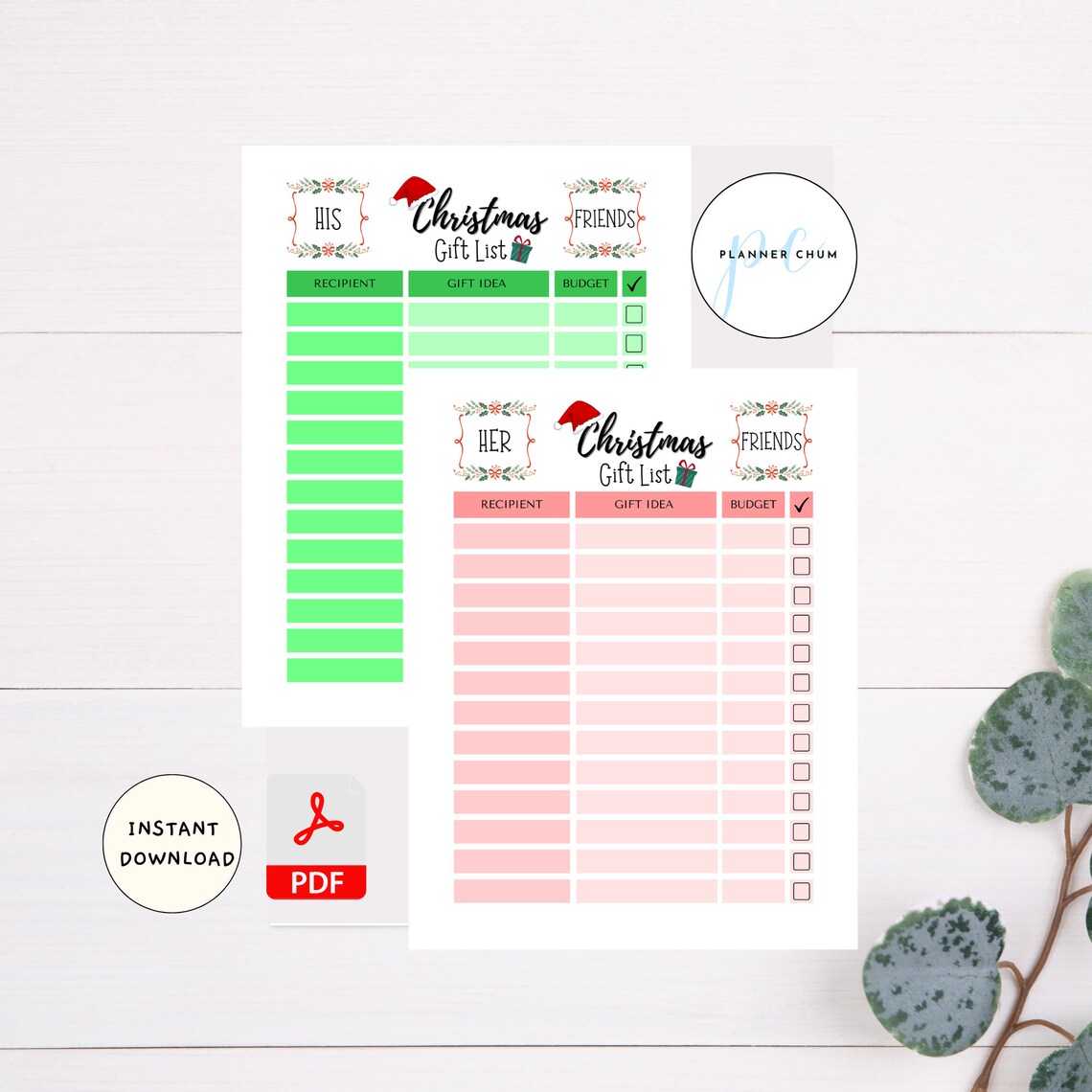 Christmas Gift List, Christmas Planner, Digital Bugdet Planner, Holiday ...
