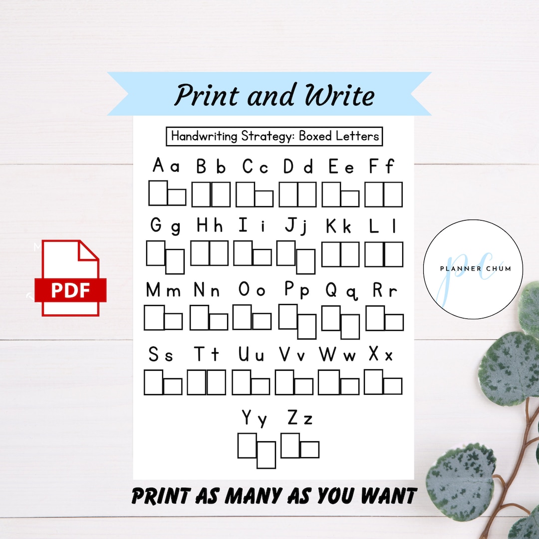 Printable Handwriting Worksheets, Alphabet Boxed Letters, Letter ...