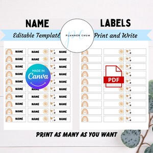 Boho Editable School Labels, Printable Name Labels for School Supplies ...