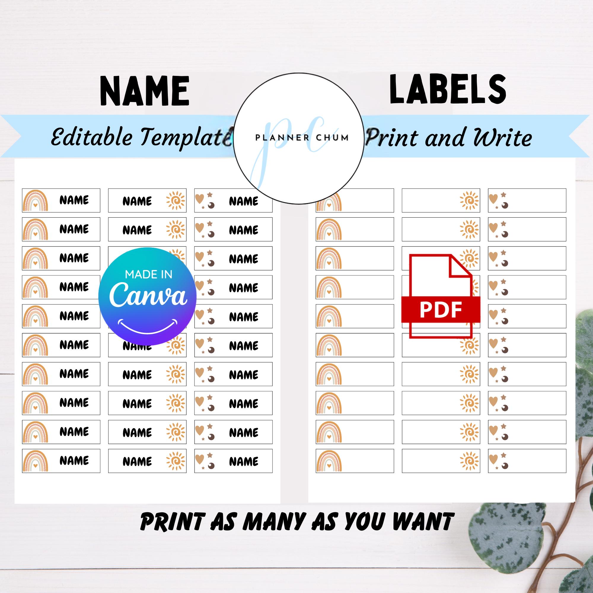 Boho Editable School Labels, Printable Name Labels for School Supplies ...