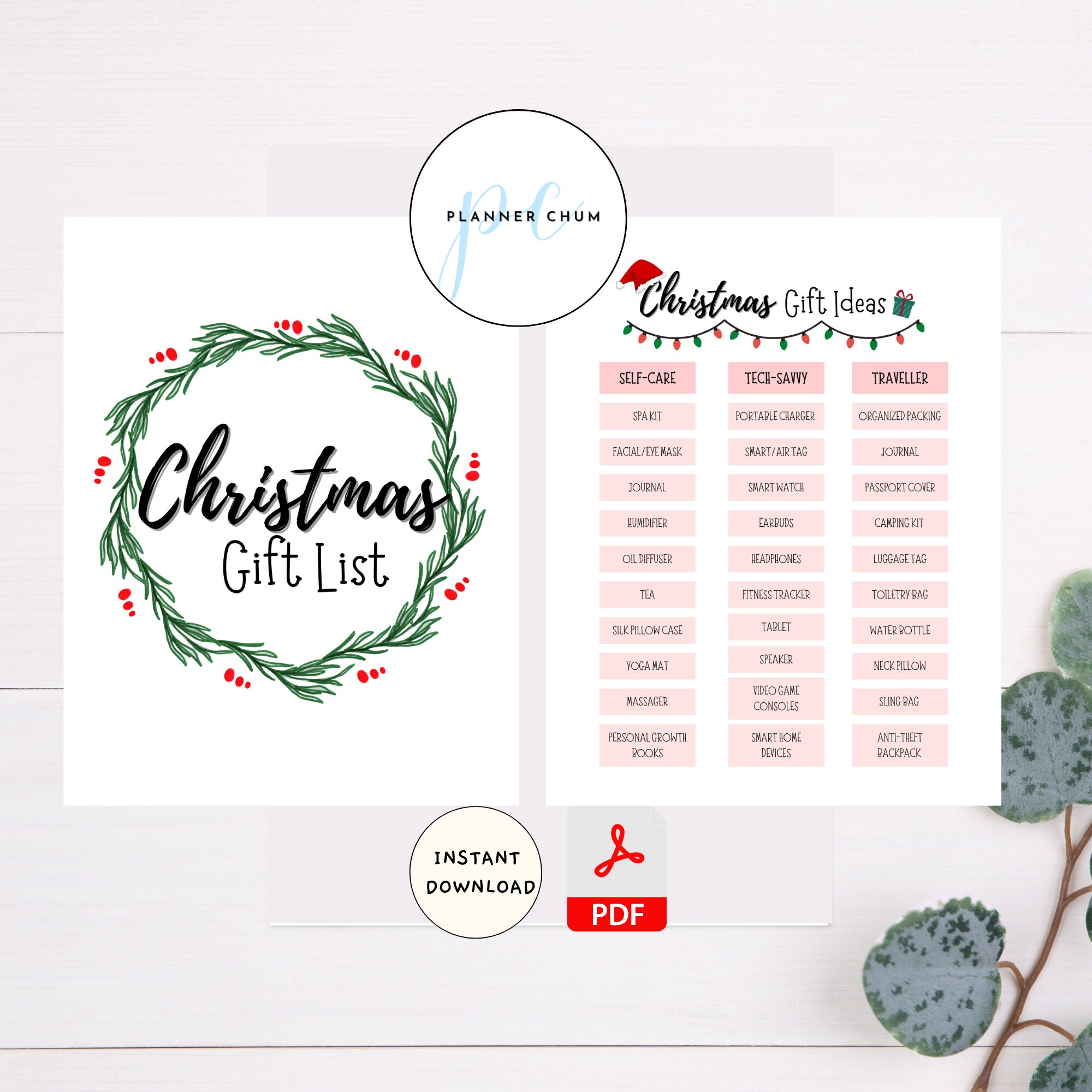 Christmas Gift List, Christmas Planner, Digital Bugdet Planner, Holiday ...