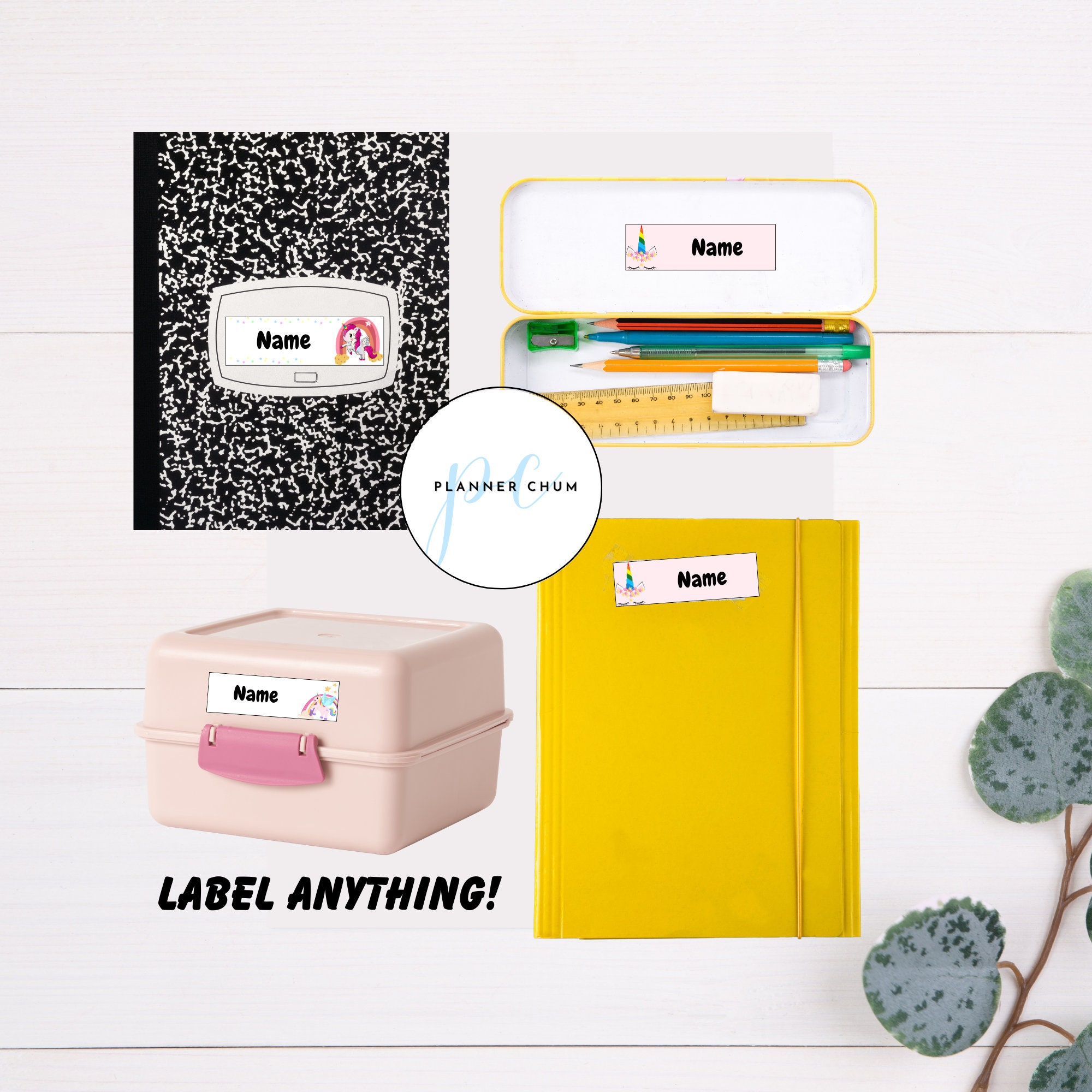 Unicorn Editable School Labels, Printable Name Labels for School ...