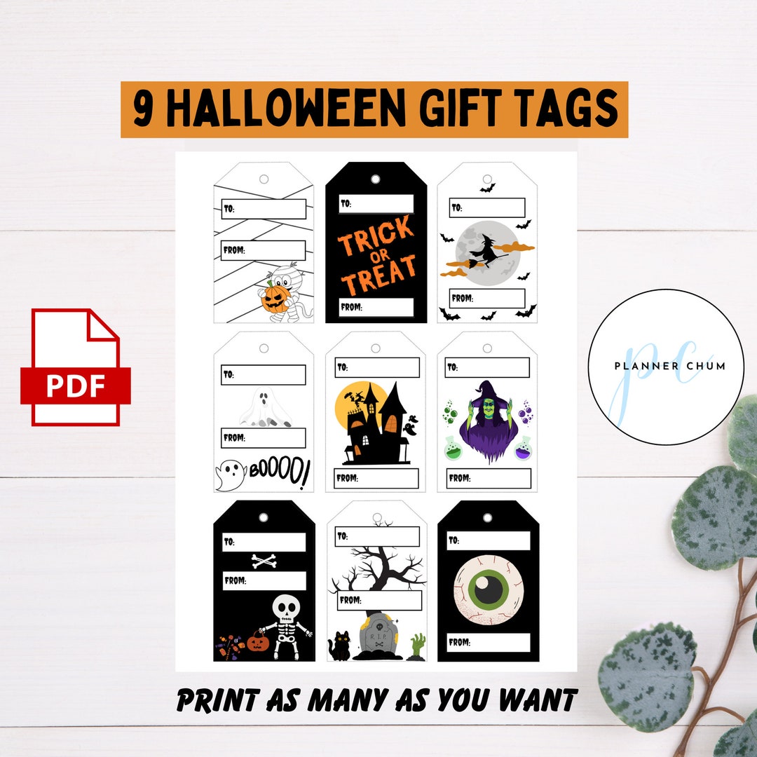 Printable Halloween Gift Tags, Halloween Favor Tags, Holiday Goodie ...
