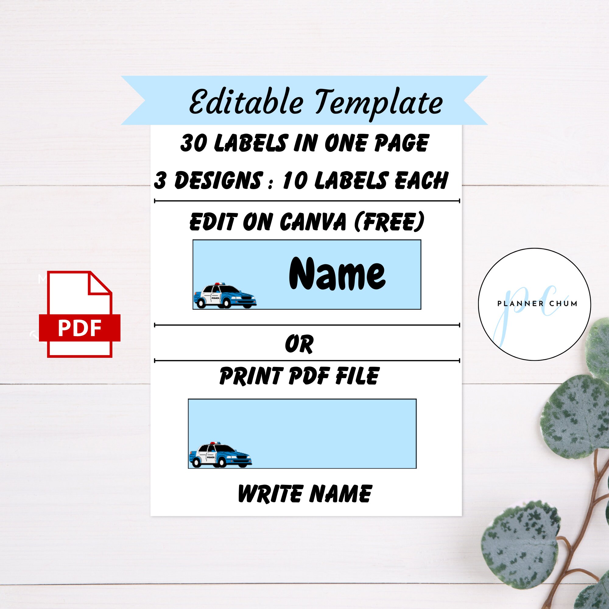 Emergency Vehicles Editable School Labels, Back to School Gift ...