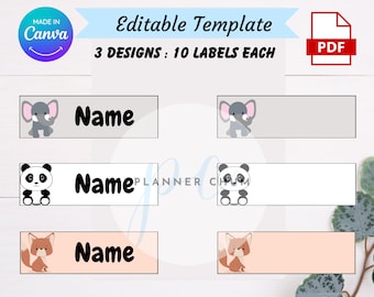 Editable School Labels, Printable Name Labels for School Supplies ...