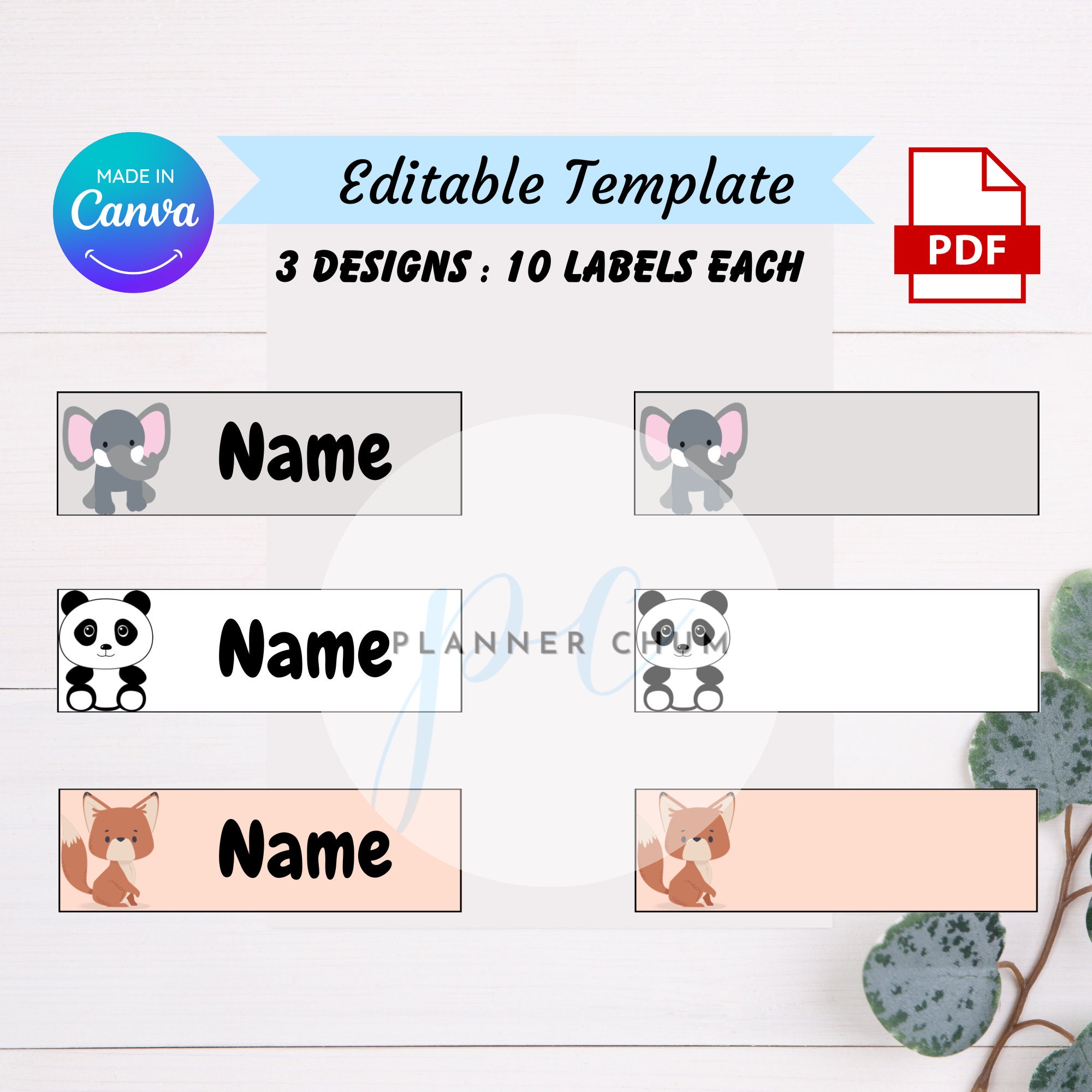 Animals Editable School Labels, Printable Name Labels for School ...
