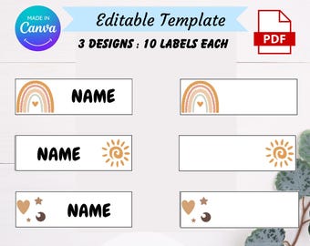 Editable School Labels, Printable Name Labels for School Supplies ...