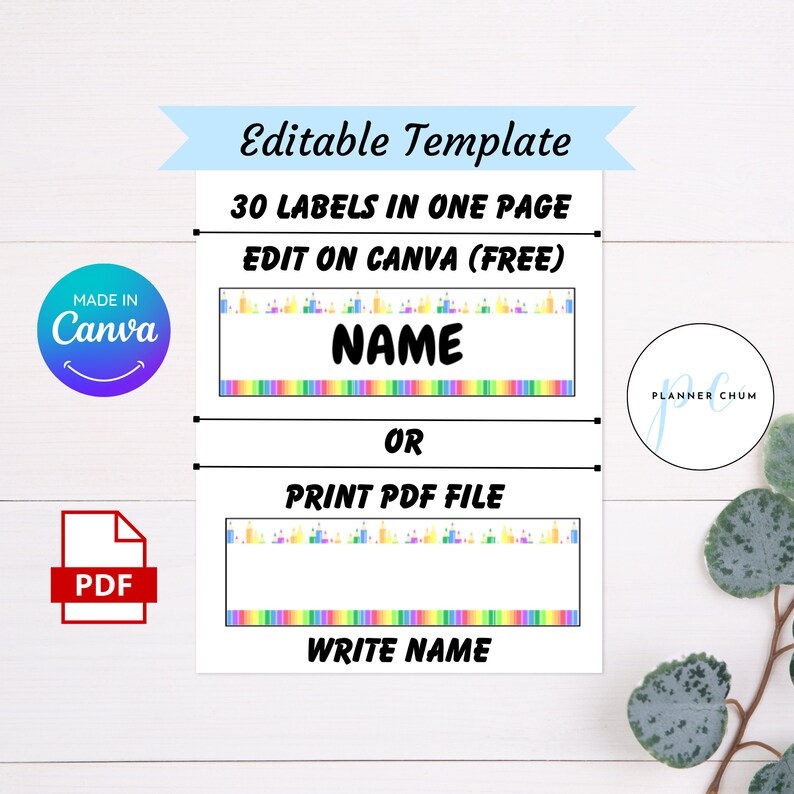 Editable School Labels, Printable Name Labels for School Supplies ...