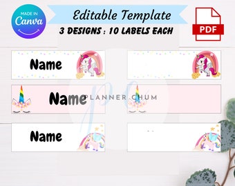 Editable School Labels, Printable Name Labels for School Supplies ...