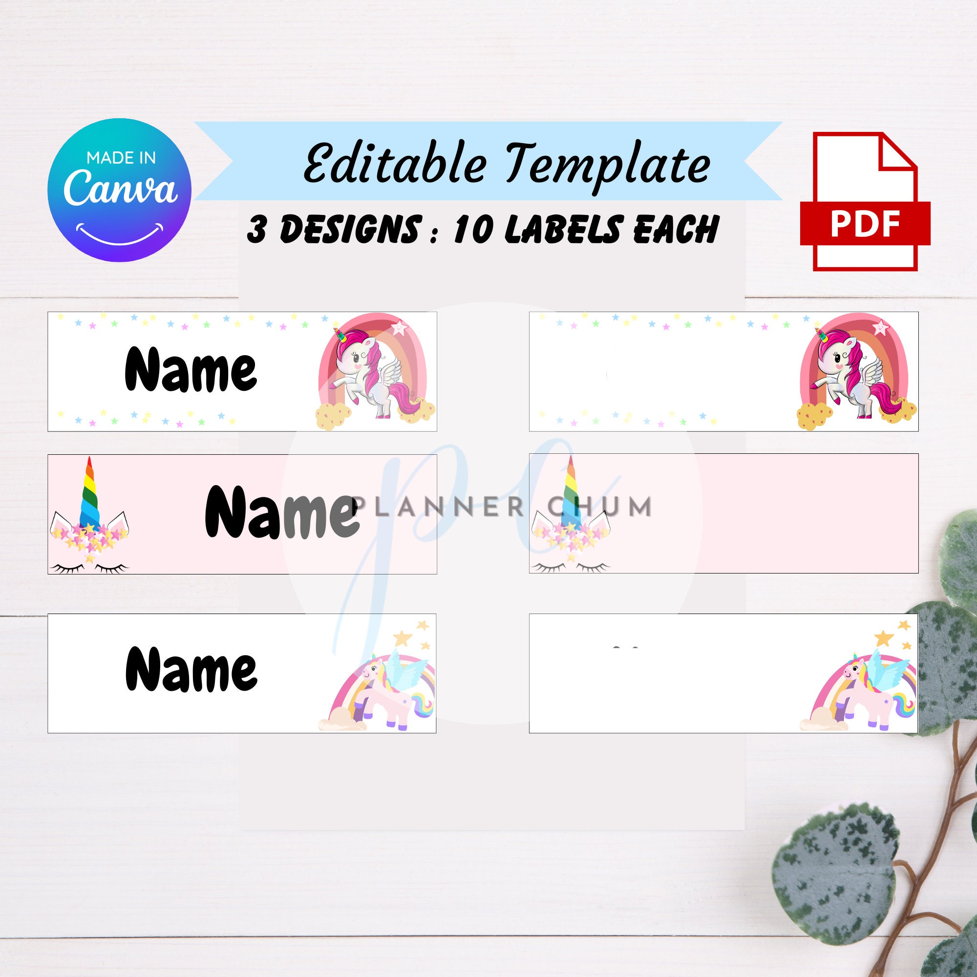 Back to School Printable, Unicorn Editable School Labels, Back to ...