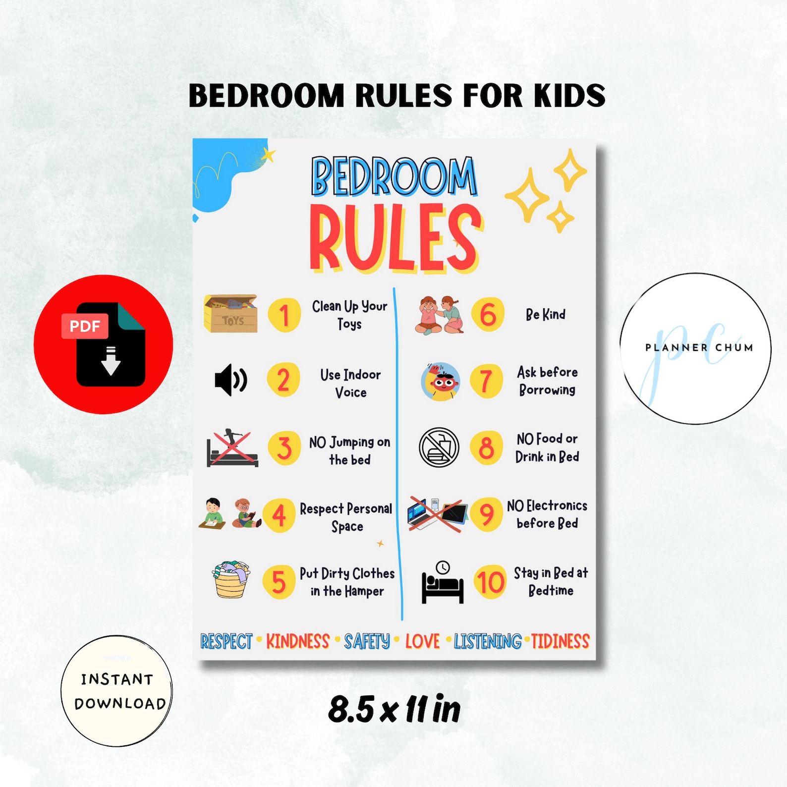 Kids Room Rules, Bedroom Room Rules, Summer Rules for Kids, Popular ...