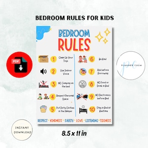 Kids Room Rules, Bedroom Room Rules, Summer Rules for Kids, Popular ...