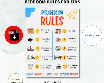 Kids Room Rules, Bedroom Room Rules, Summer Rules for Kids, Popular ...