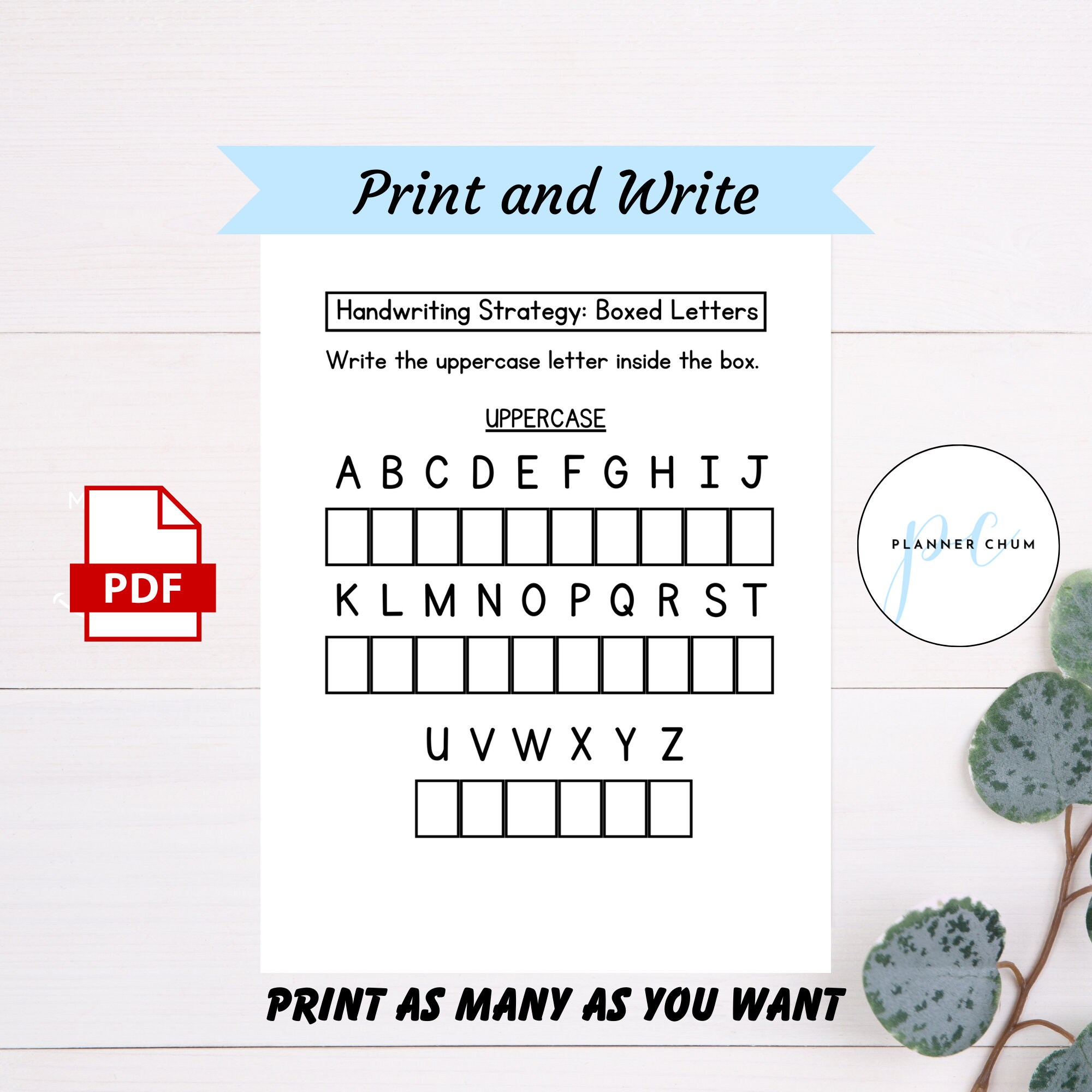 Printable Handwriting Worksheets, Alphabet Boxed Letters, Letter ...