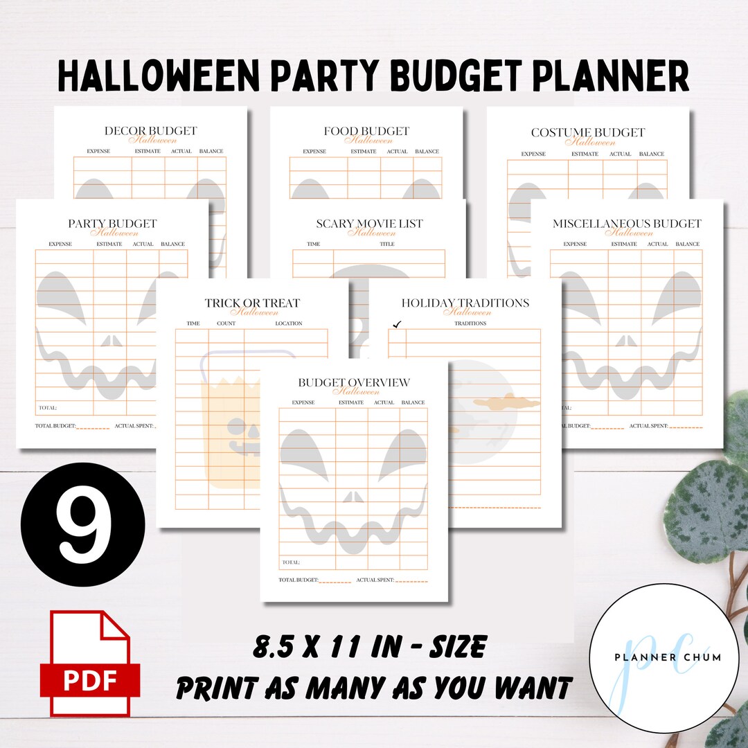 Printable Halloween Planner, Holiday Party Bundle, Budget Planner, Meal ...