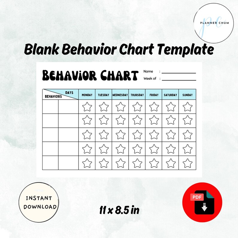 Behavior Chart, Reward Chart, Editable Behavior Tracker for Kids, Chore ...