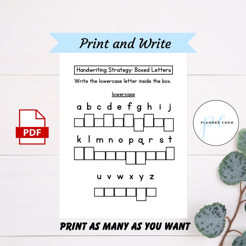 Printable Handwriting Worksheets, Alphabet Boxed Letters, Letter ...