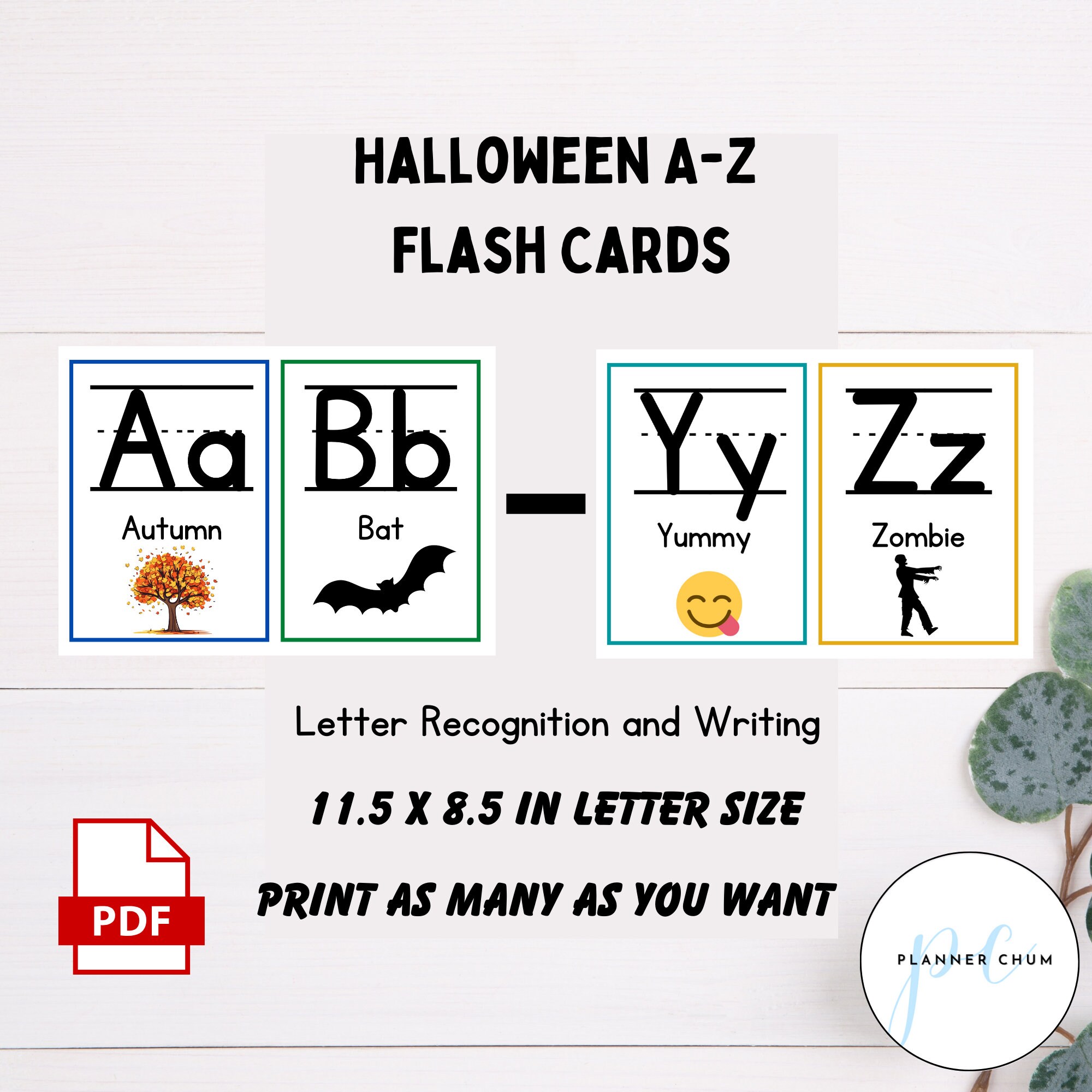 ABC Alphabet Flash Cards Printable, Halloween Cards Printables, Teacher ...
