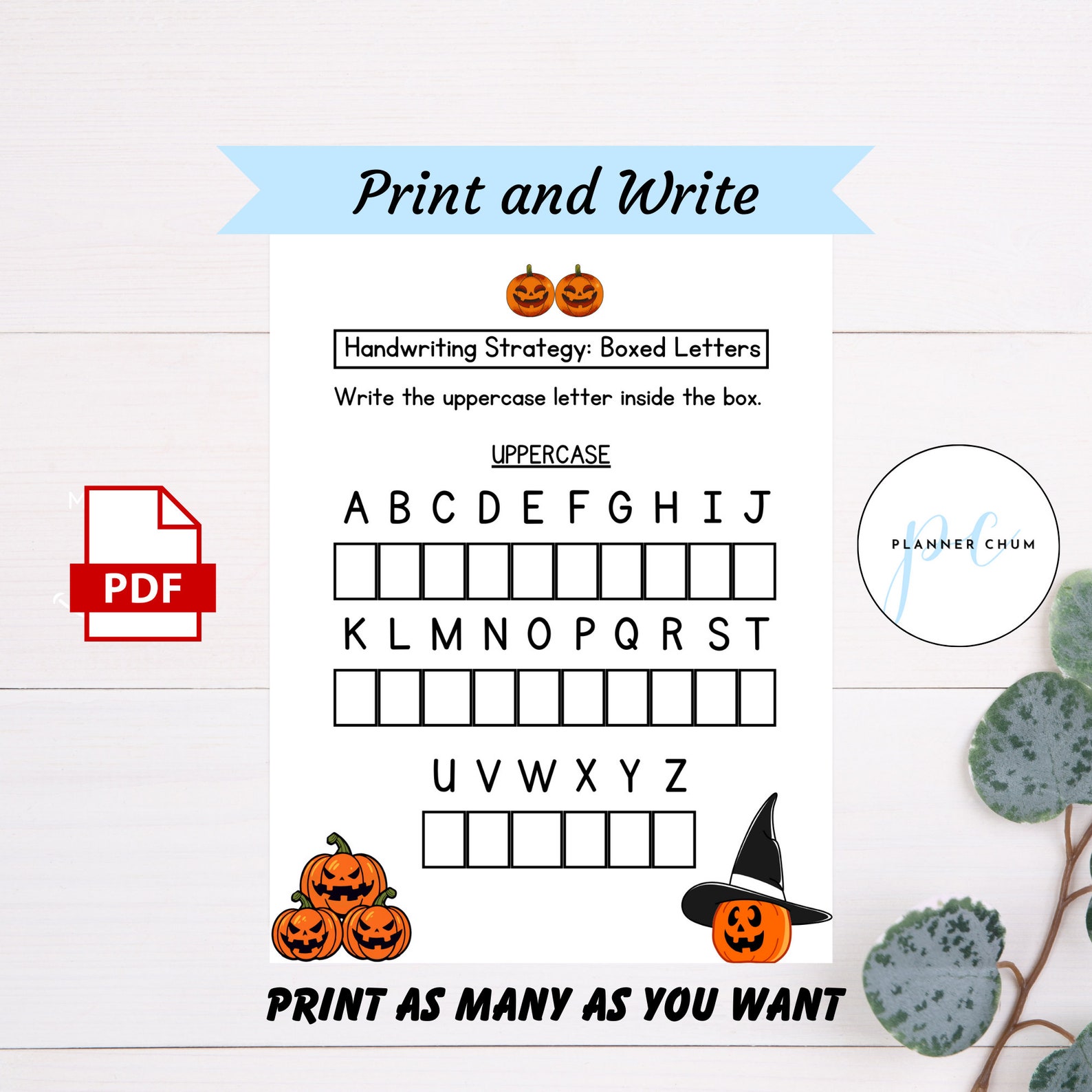 Halloween Printable Handwriting Worksheets, Alphabet Boxed Letters ...