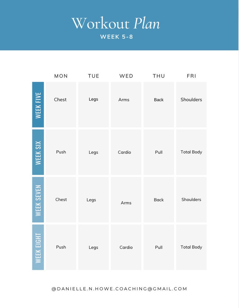 8 Week Gym/home Workout/exercise Guide - Etsy