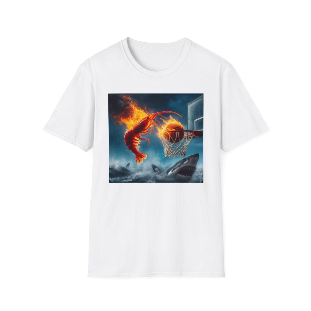 AI Shrimp Dunking on Shark | Funny AI Image Marine Biologist Shirt Gift ...