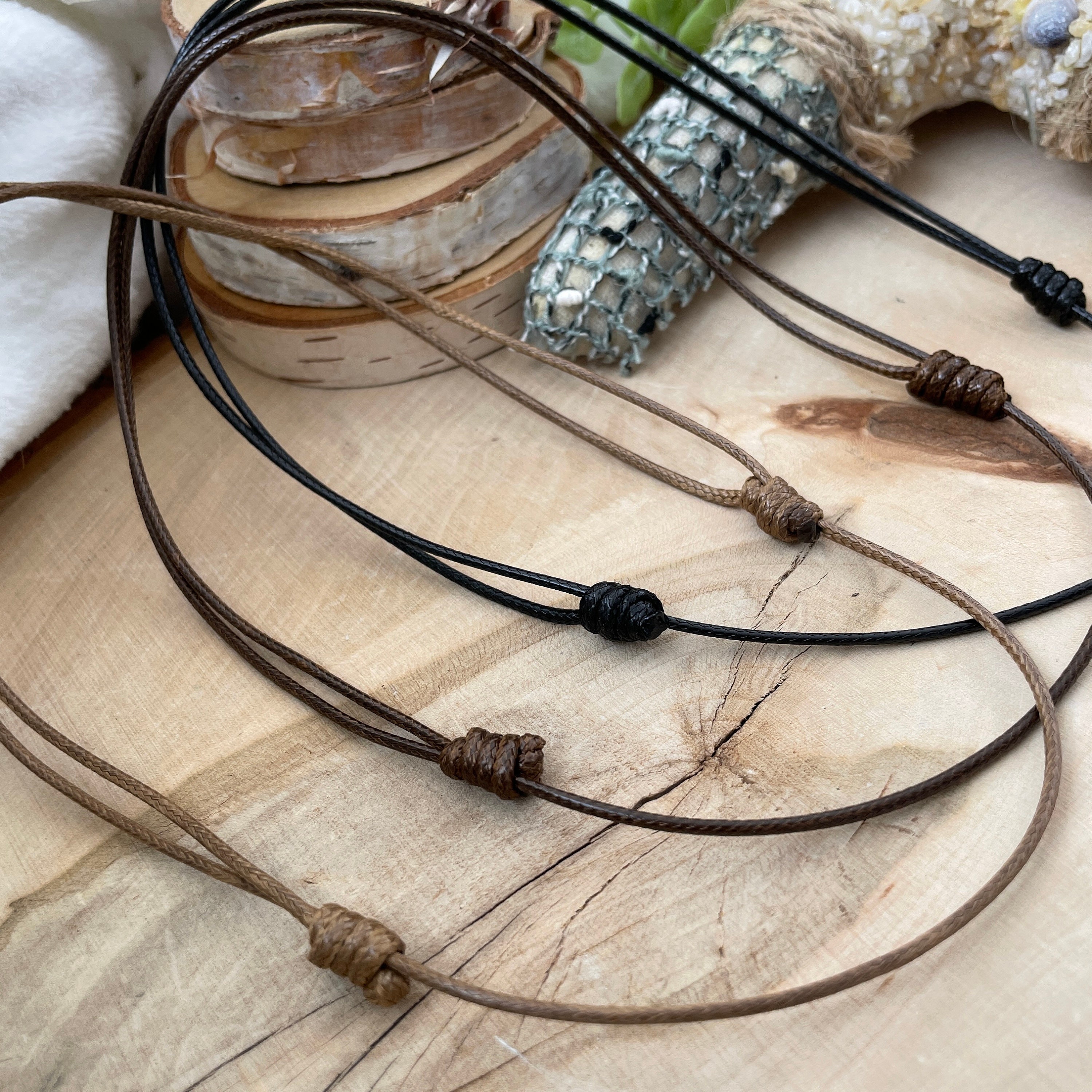 Surfer Necklace Men Adjustable Cord Necklace Wax Cord Necklace Waterproof Necklace Black Cord Necklace Matching Necklace String Cord